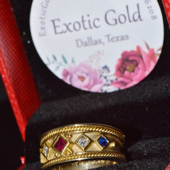 ExoticGoldJewelry | Jewelry | Gorgeous Natural Diamond Ruby Sapphire 8k ...